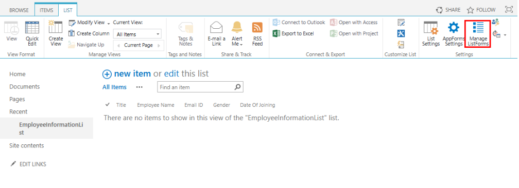 Creating and Managing List Form in SharePoint - ClaySys Technologies