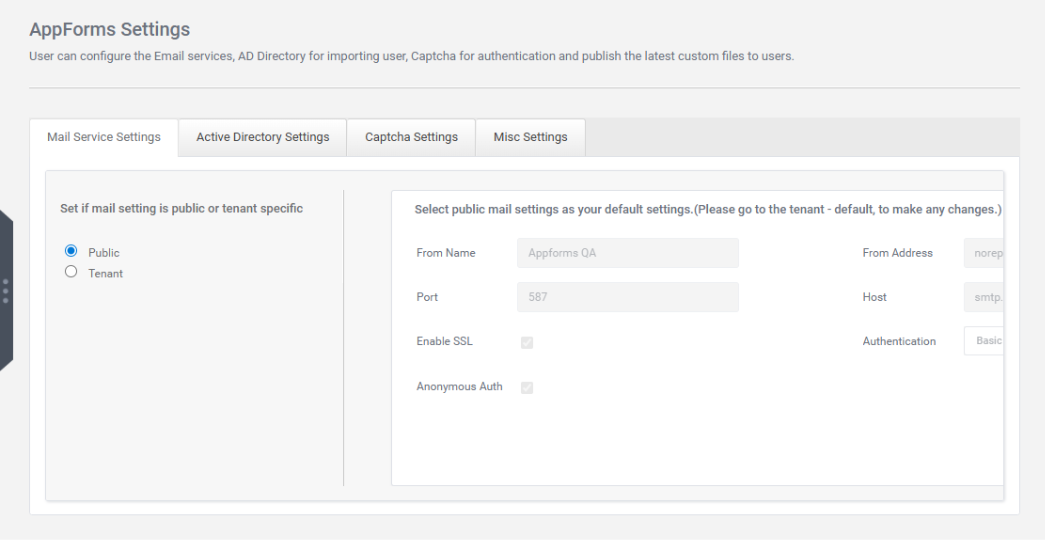 AppForms Settings - ClaySys Technologies