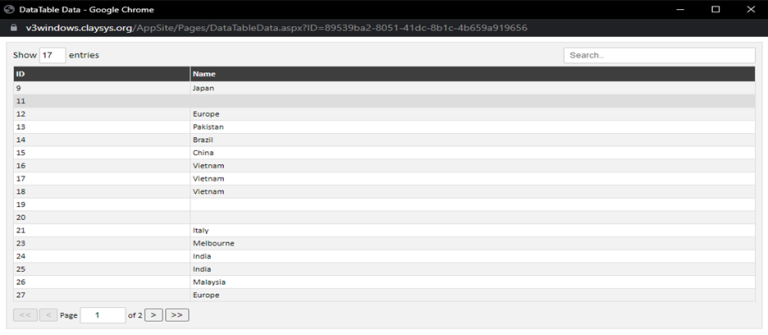 Data Table - ClaySys Technologies